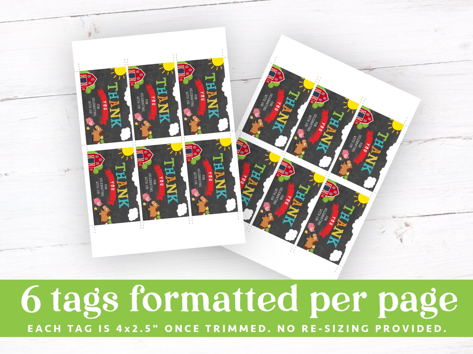 Farm Favor Tag INSTANT DOWNLOAD Printable Barnyard 1st - Etsy