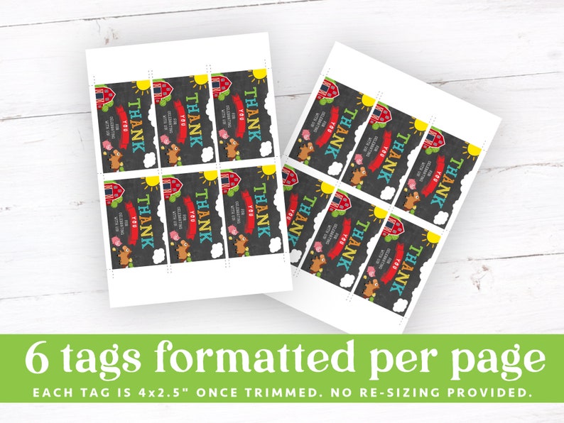 Farm Favor Tag INSTANT DOWNLOAD Printable Barnyard 1st - Etsy