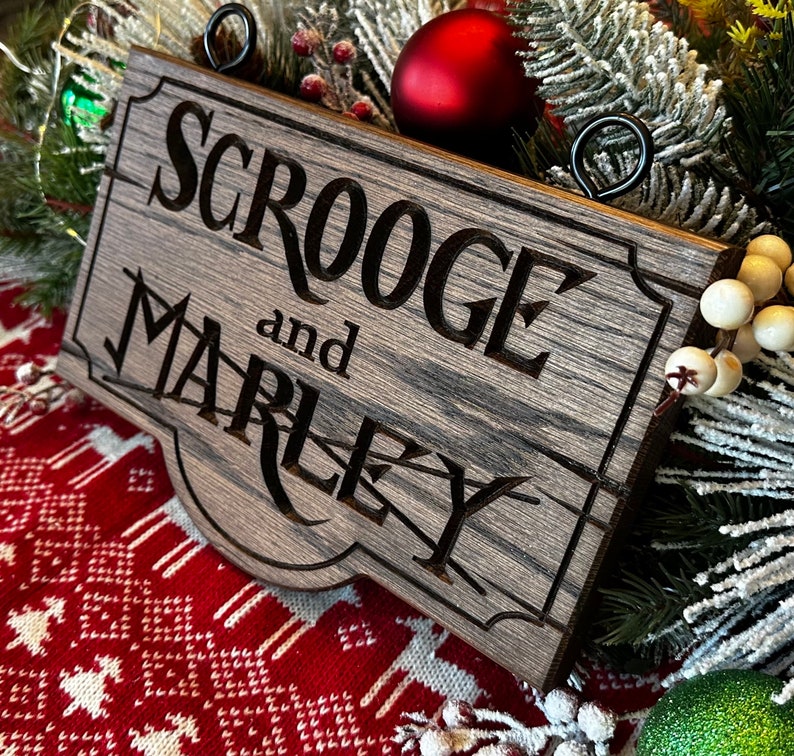 Disneys Mickeys Christmas Carol Sign / Scrooge and Marley Sign / Wooden ...