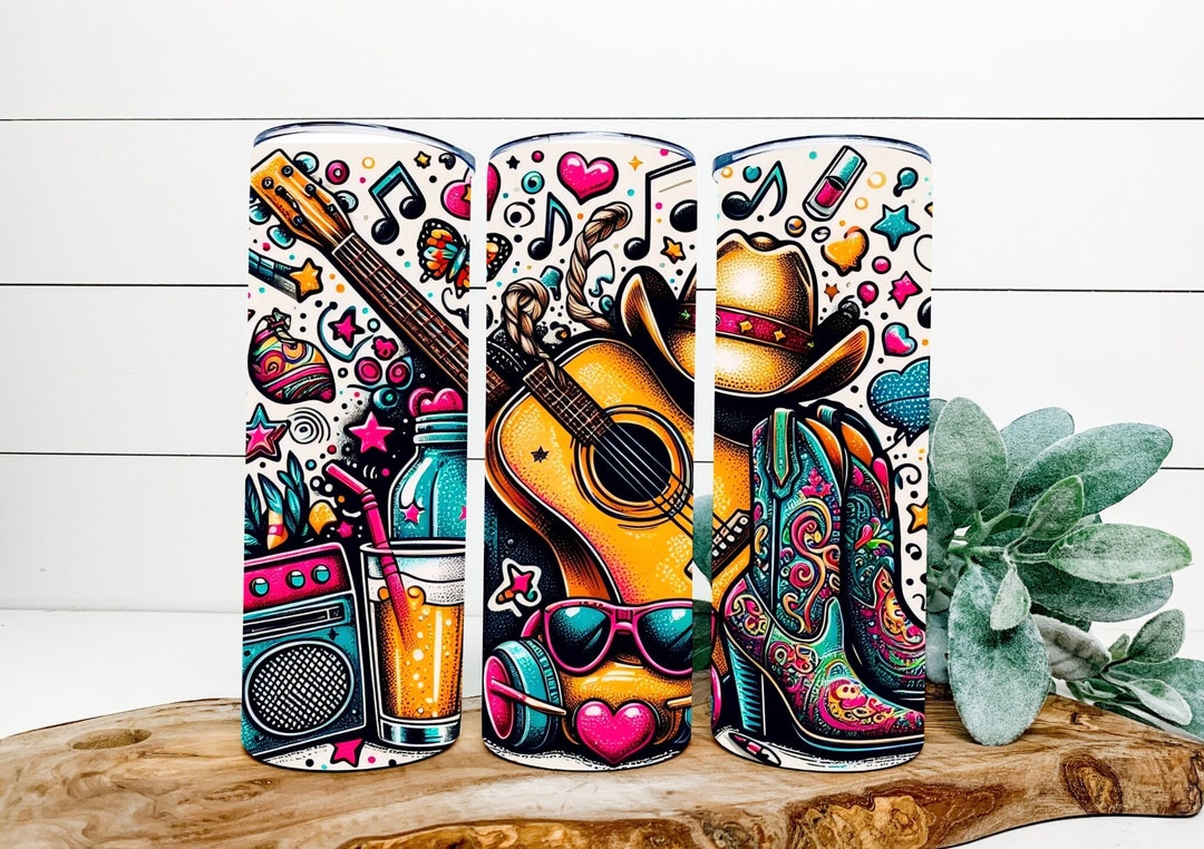 COUNTRY MUSIC | Sublimation Design | 20oz Skinny Tumbler | Digital ...