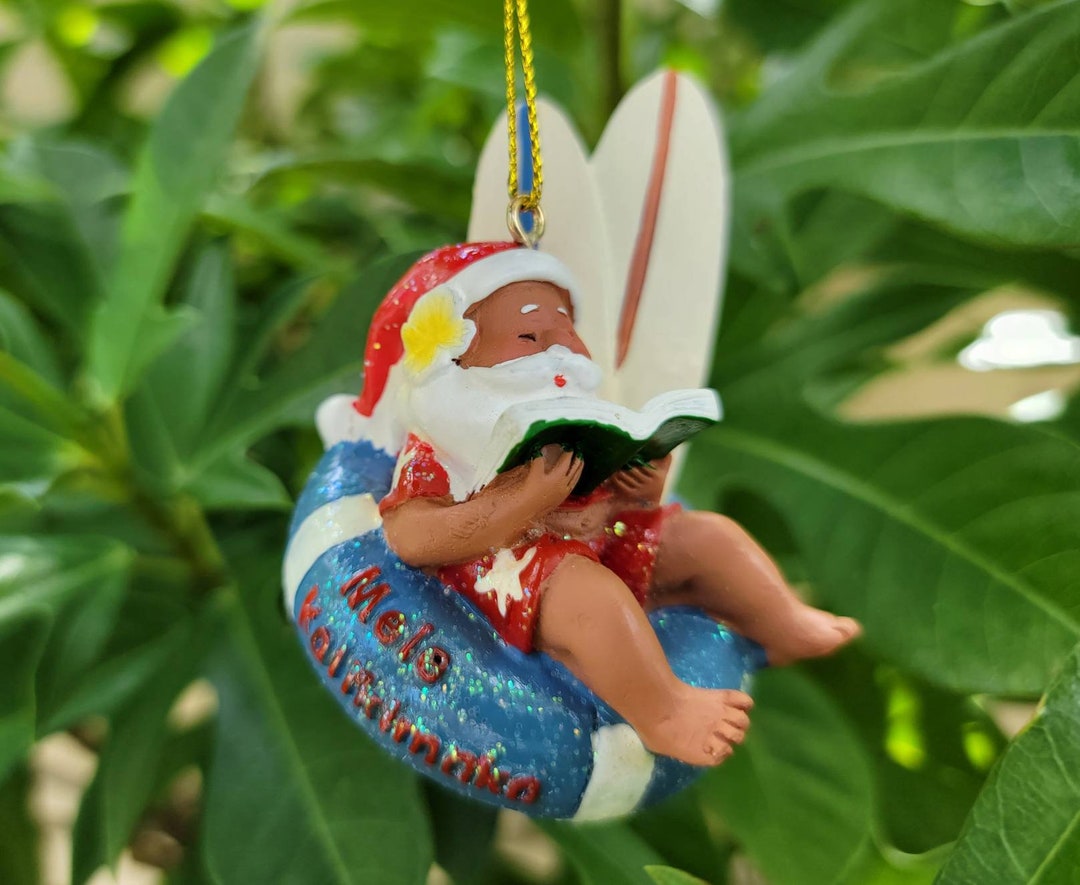 Hawaii Santa Sitting on Ring Ornament 2.5 Tall / Good Gift/decoration ...