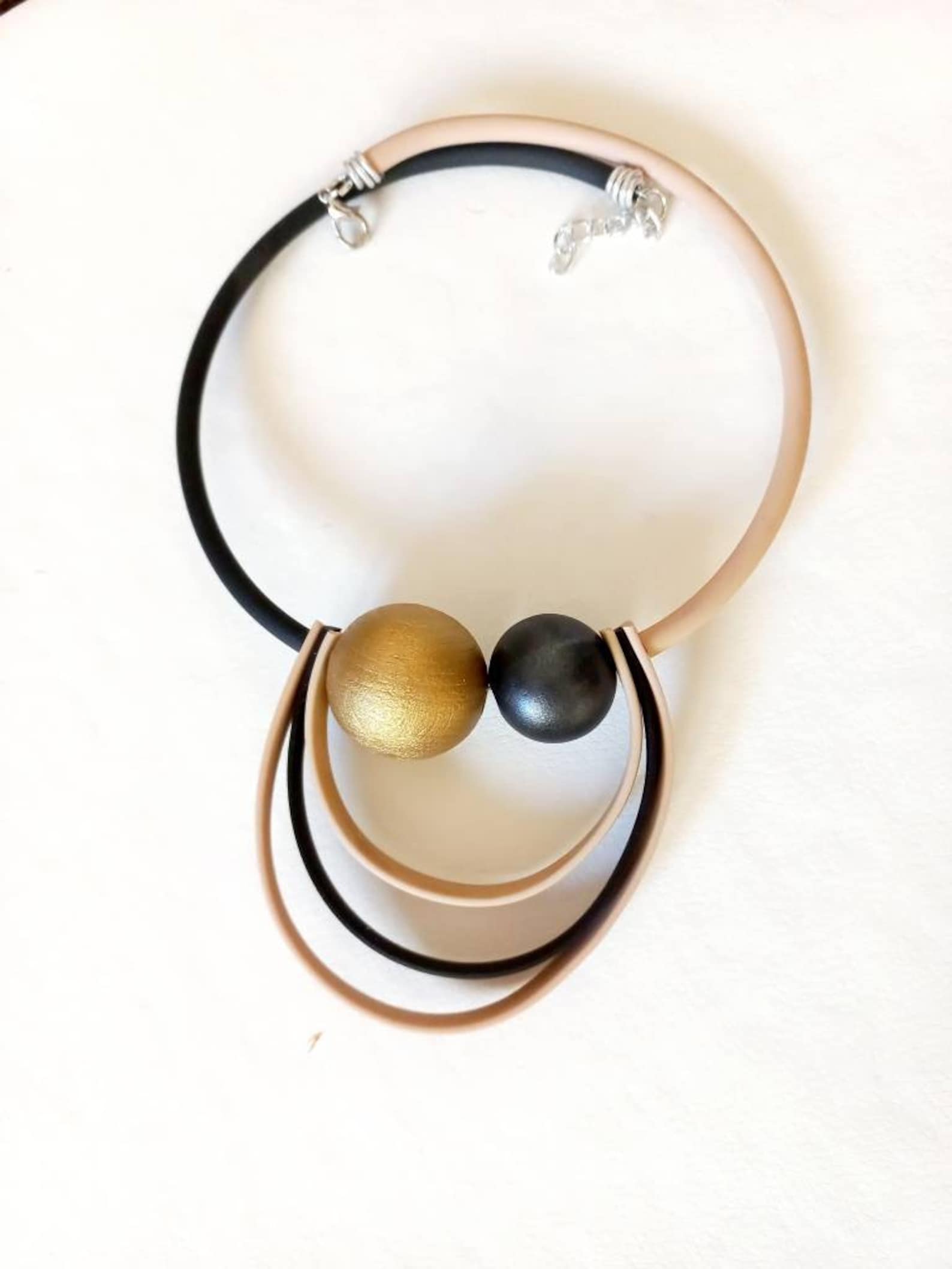 Rubber Statement Necklace. Extraordinary Choker Collar. Unusual ...