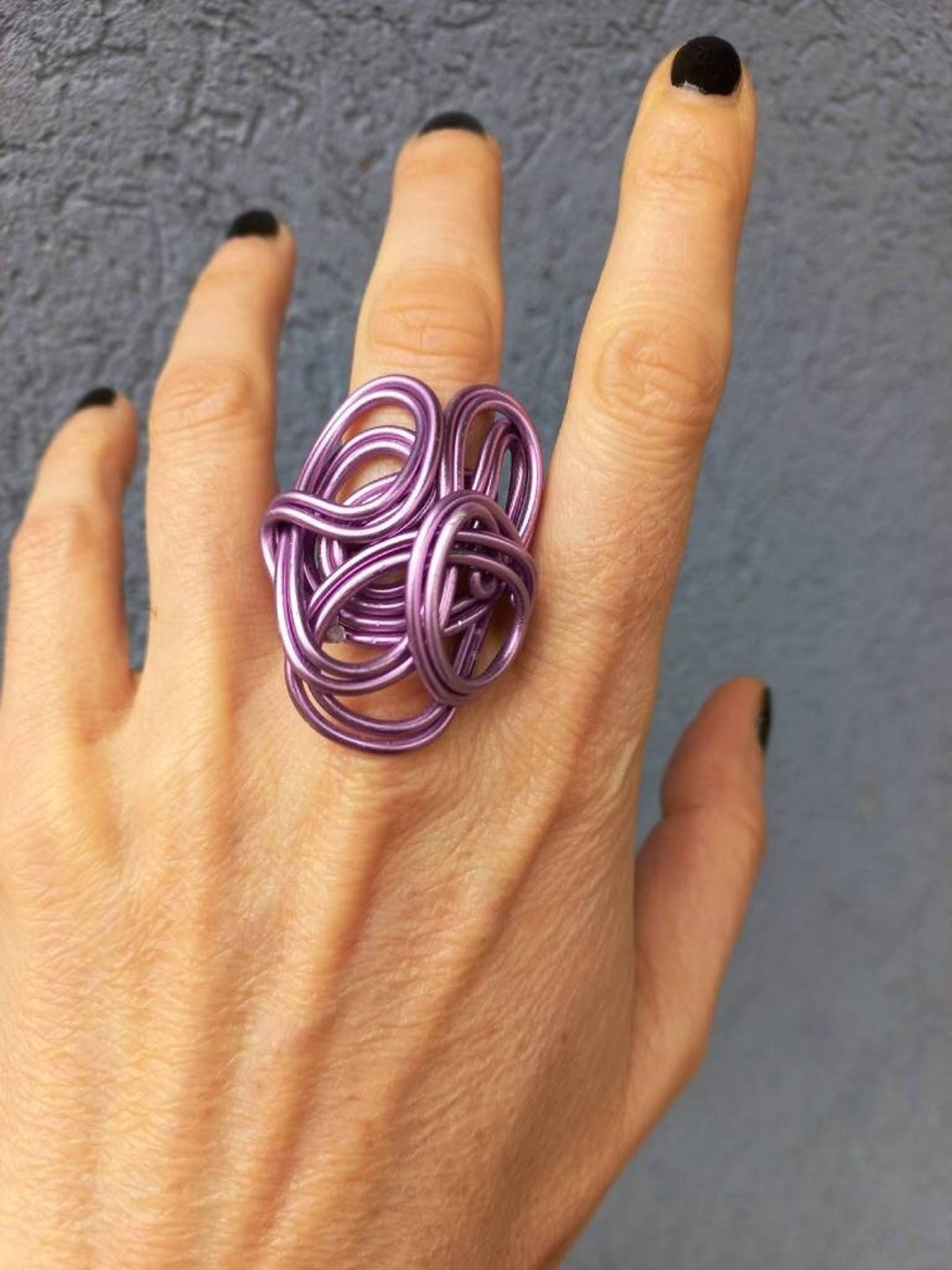 Purple Large Statement Rings, Wire Wrapped Unique Jewelry, Handmade Big ...