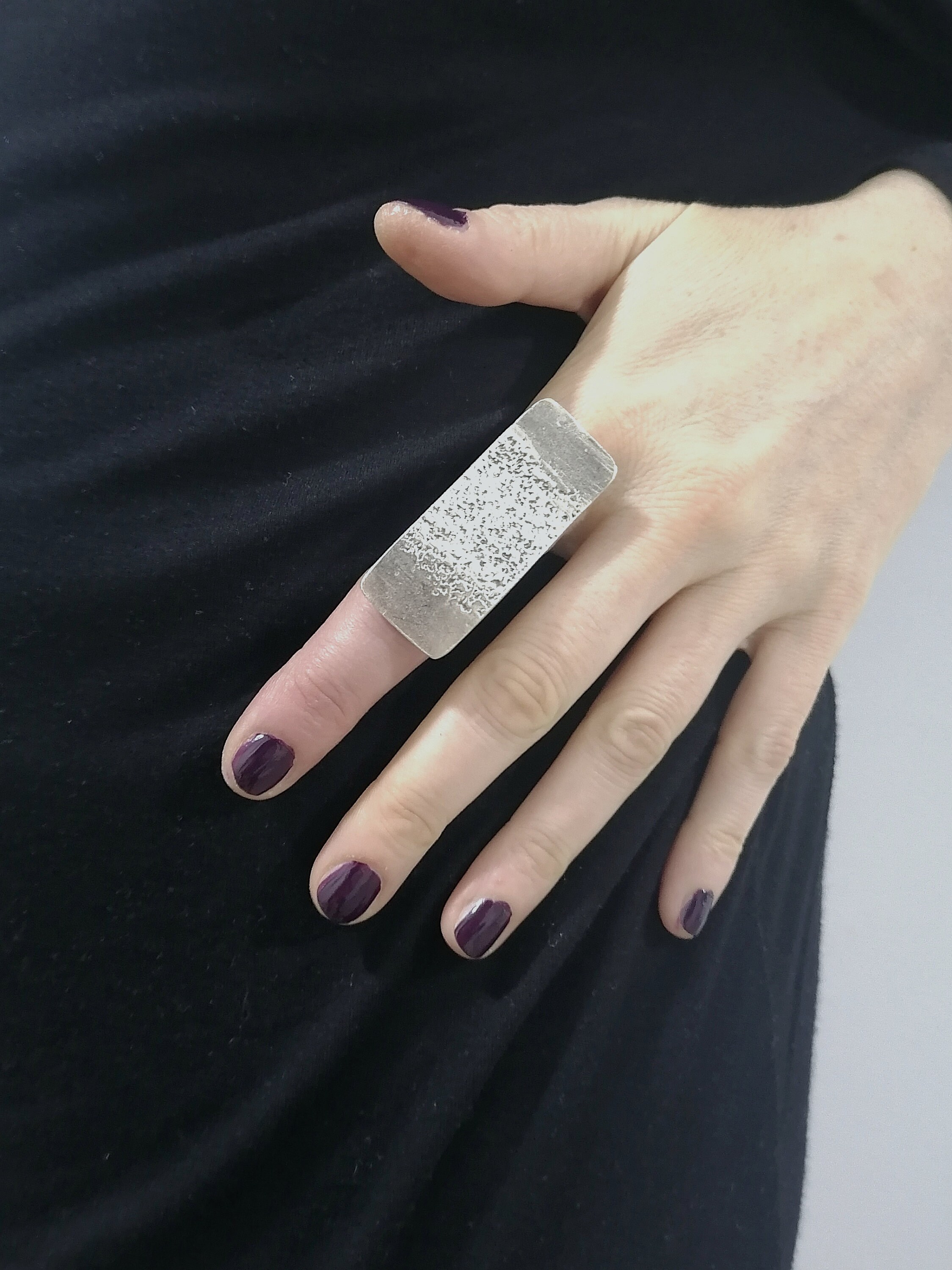 Large Statement Full Finger Rings. Oversize Long Hammered | Etsy