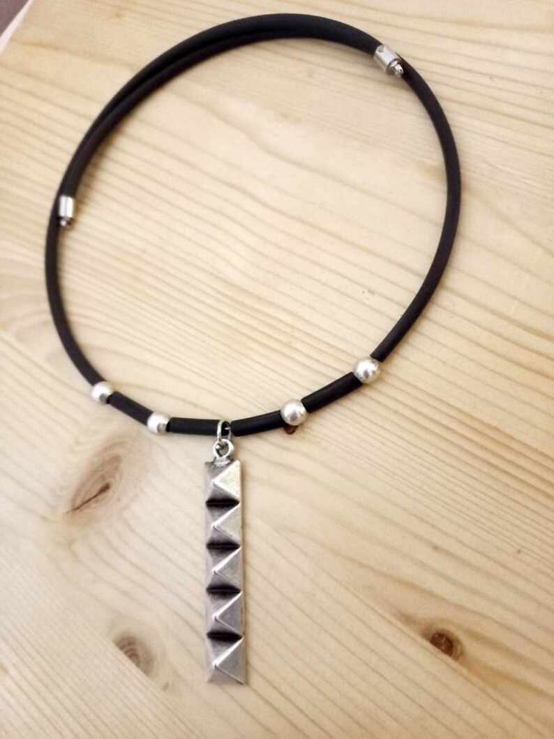 Minimalism Statement Necklace, Modern Unusual Choker, Black Silver ...