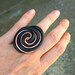 Black Rubber and Copper Wire Wrapped Ring, Statement Jewelry, Big ...