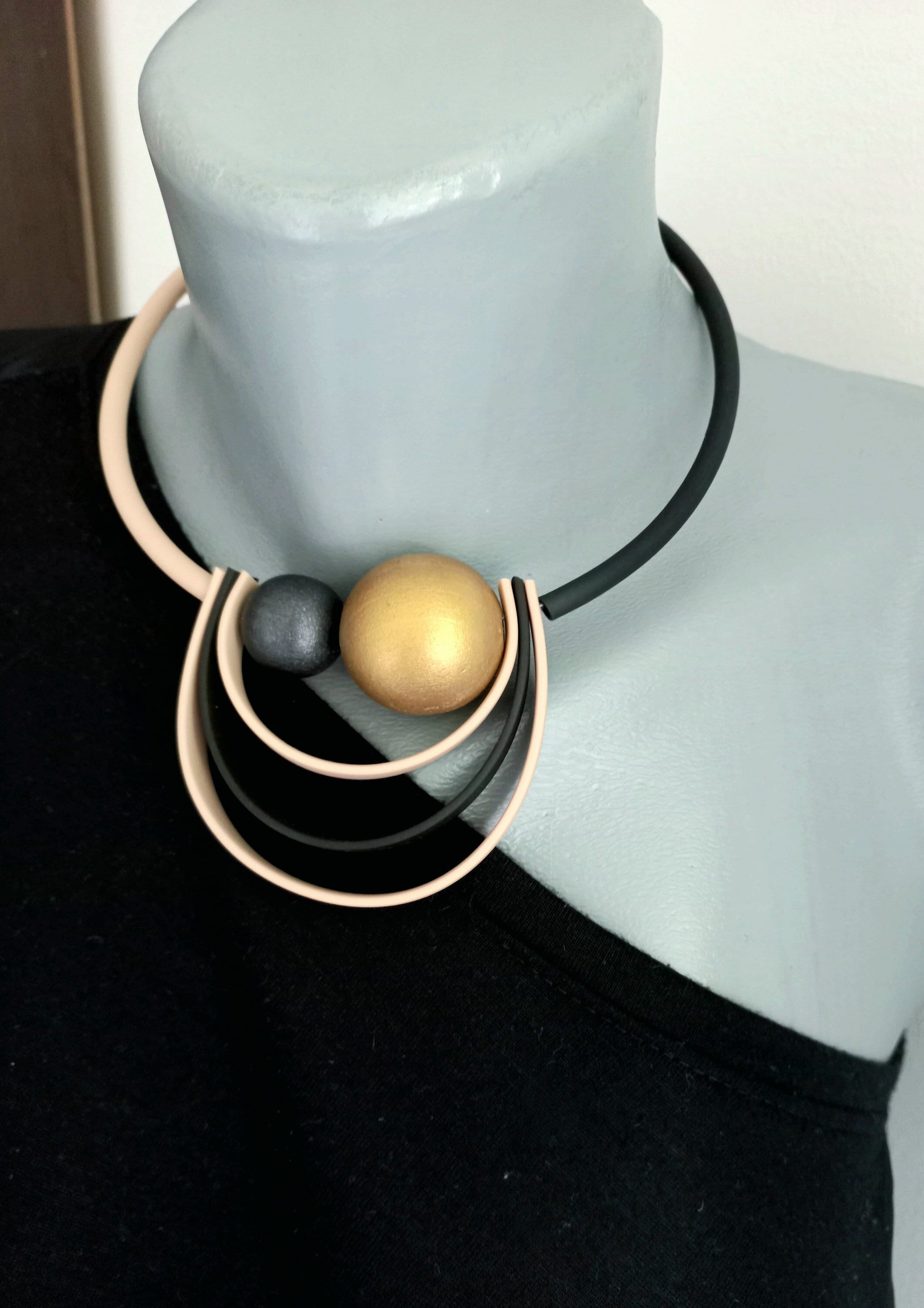 Rubber Statement Necklace. Extraordinary Choker Collar. Unusual ...