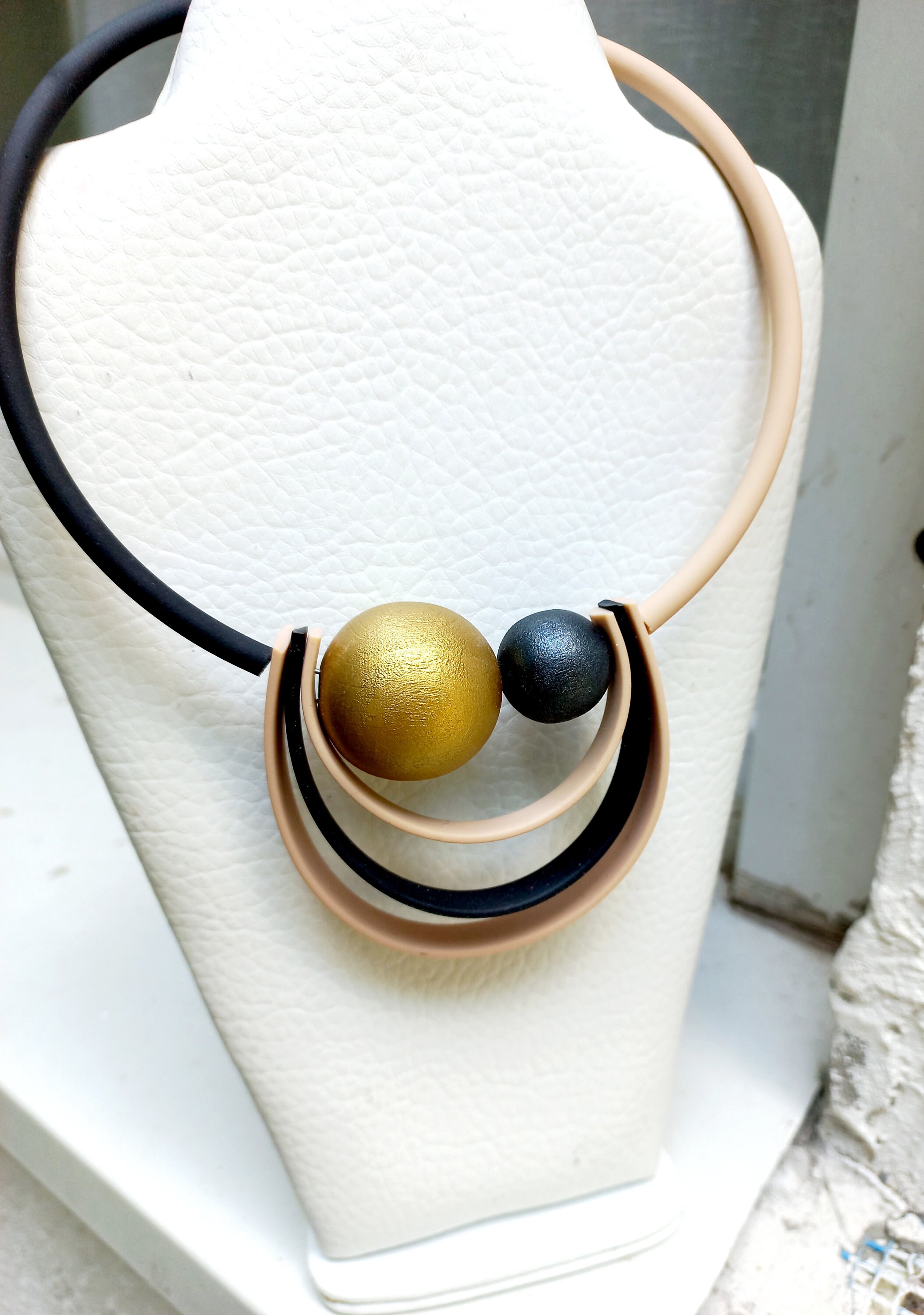 Rubber Statement Necklace. Extraordinary Choker Collar. Unusual ...