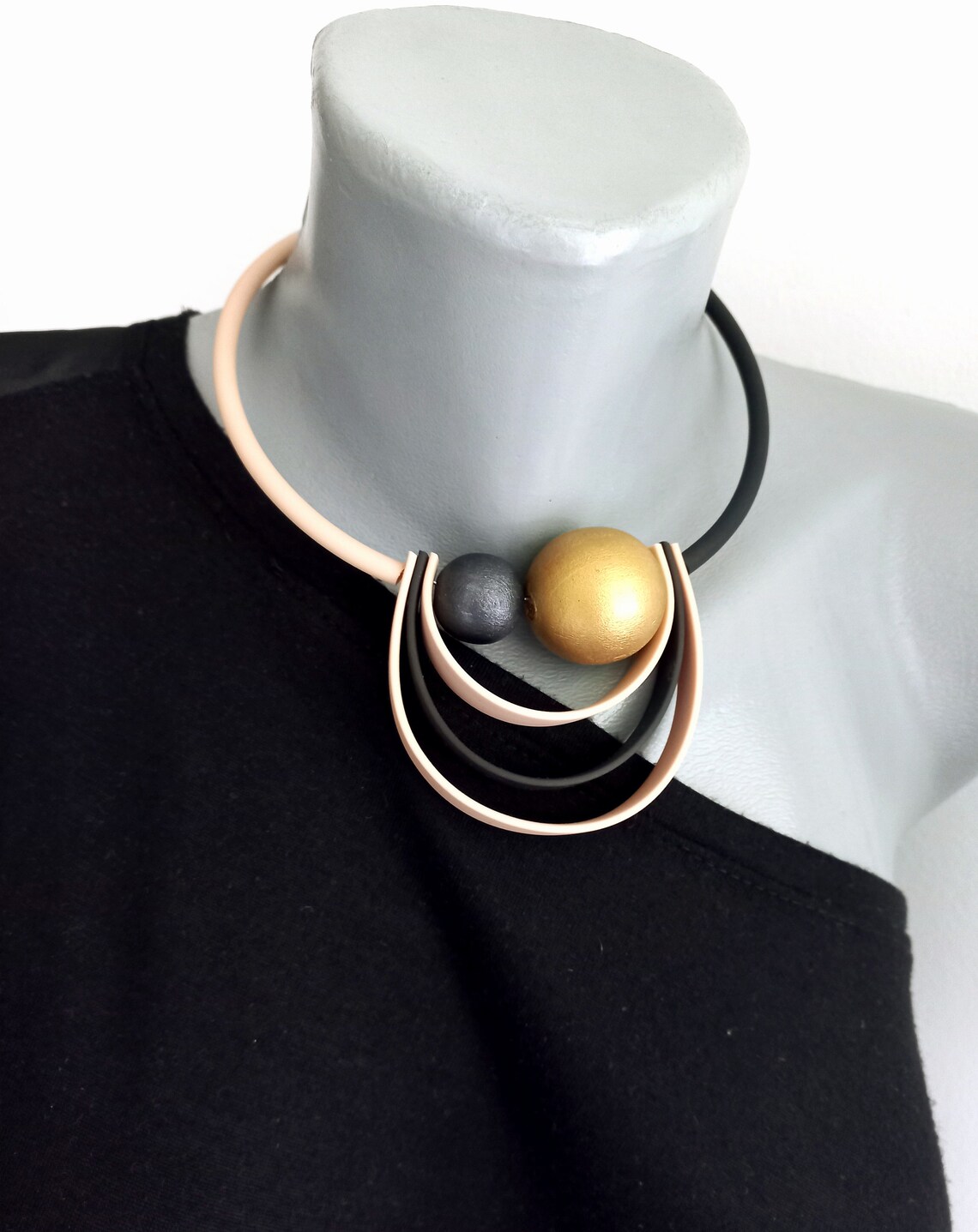Rubber Statement Necklace. Extraordinary Choker Collar. | Etsy