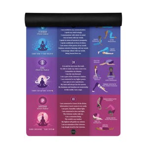 7 Chakra Yoga Poses & Affirmations Yoga Mat - 87mc - Etsy