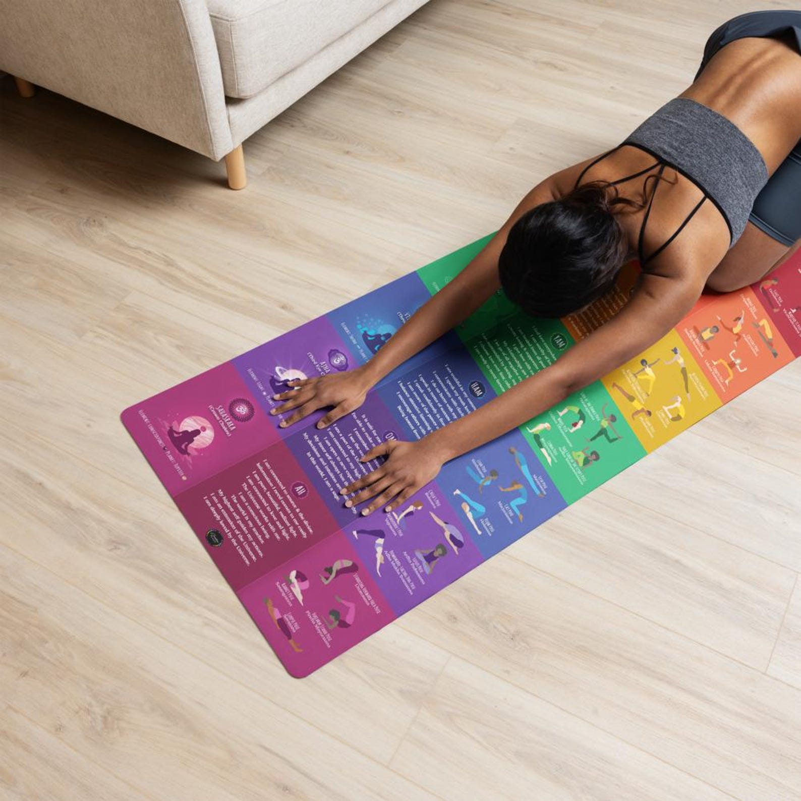 7 Chakra Yoga Poses & Affirmations Yoga Mat - 87mc - Etsy