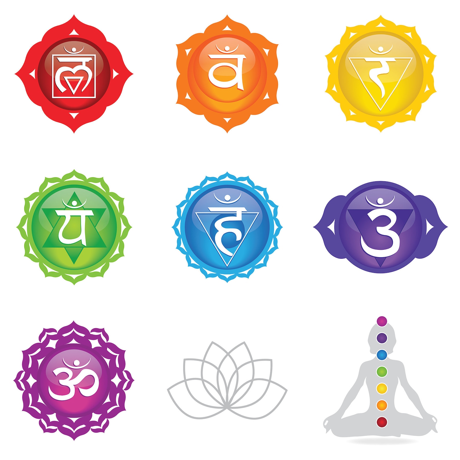 Chakra Icons & Logo Element Set #24 - Etsy