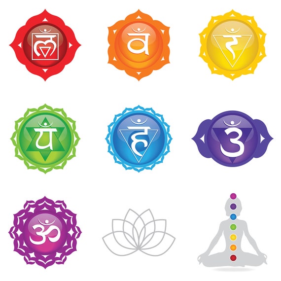 Chakra Icons & Logo Element Set 24 | Etsy
