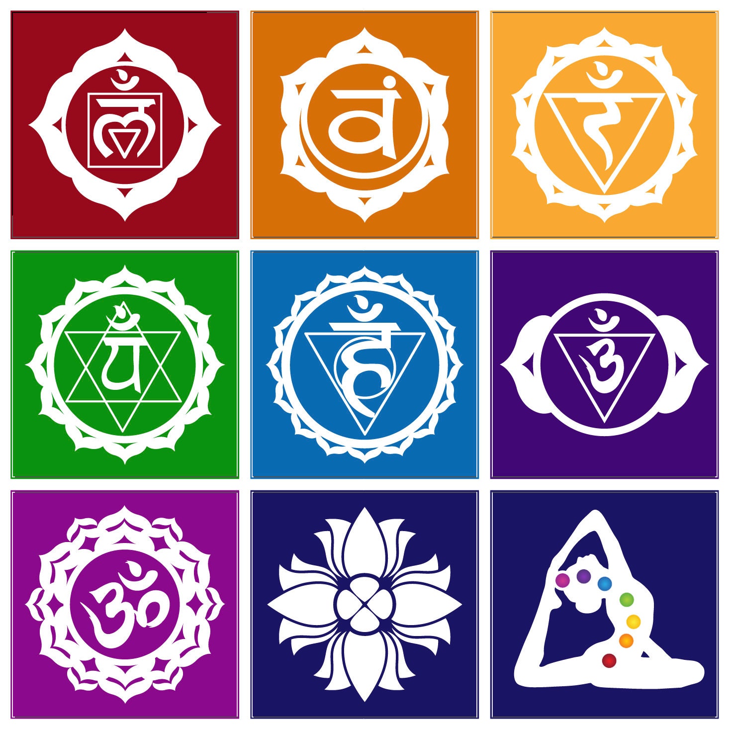 Chakra Collection Vector Logo Elements #29 White Icons - Etsy