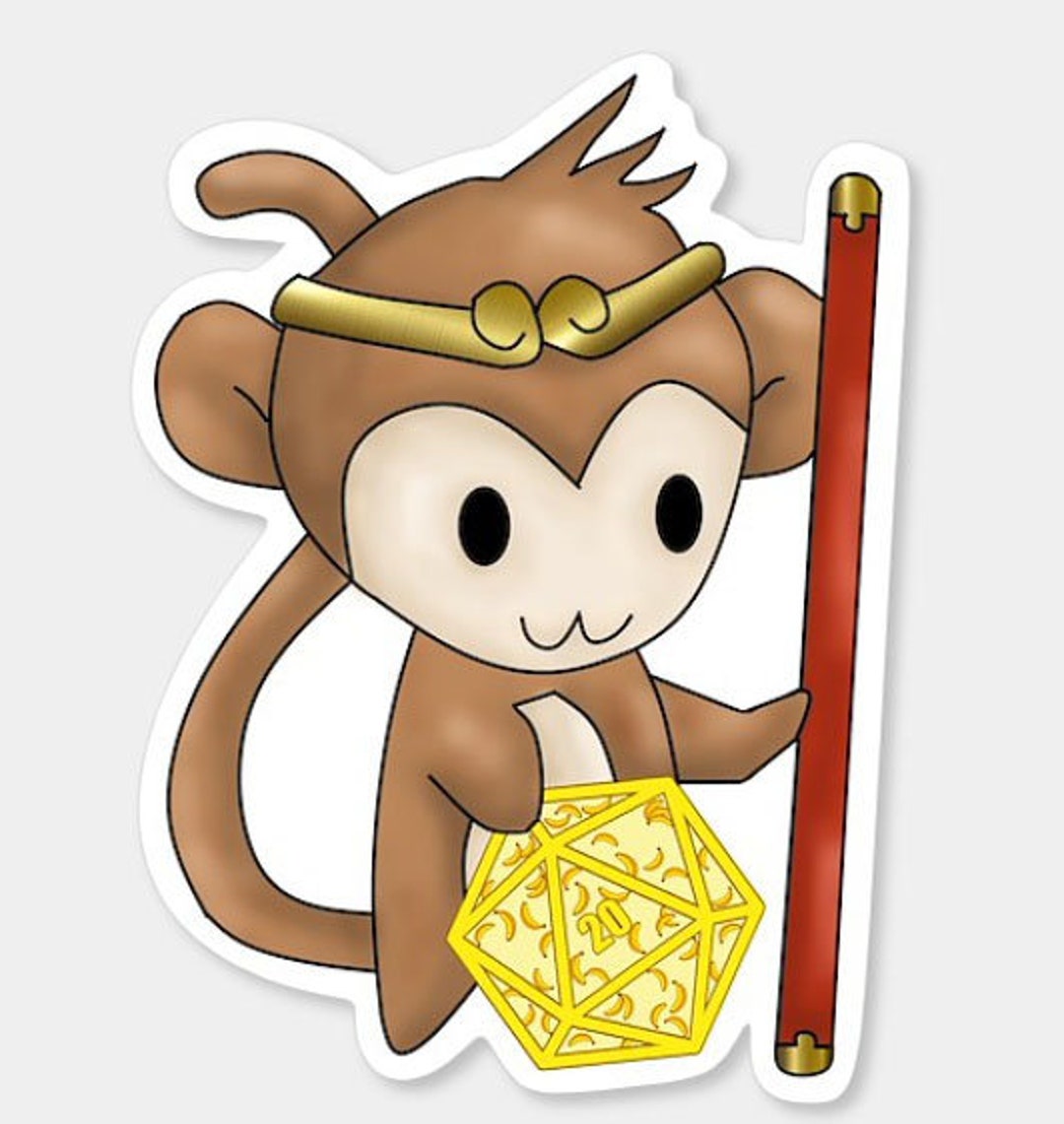 Monkey D&D D20 Gaming Vinyl Sticker - Etsy