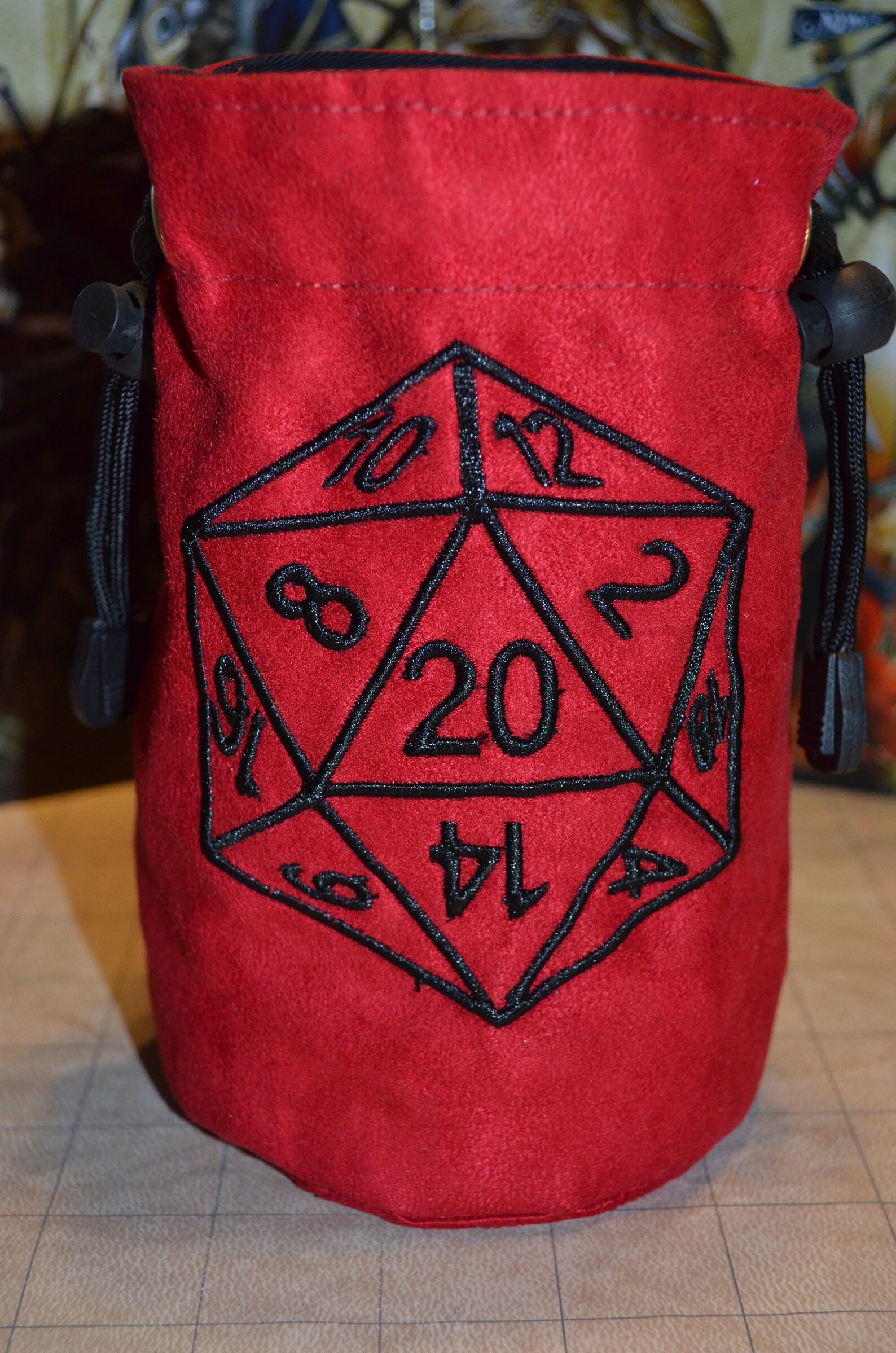 Dice Bag D20 Embroidery Suede Dungeons and Dragons - Etsy
