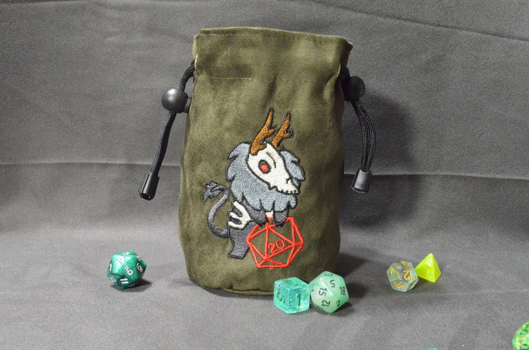 Dice Bag Wendigo Embroidered Drab Olive Suede - Etsy