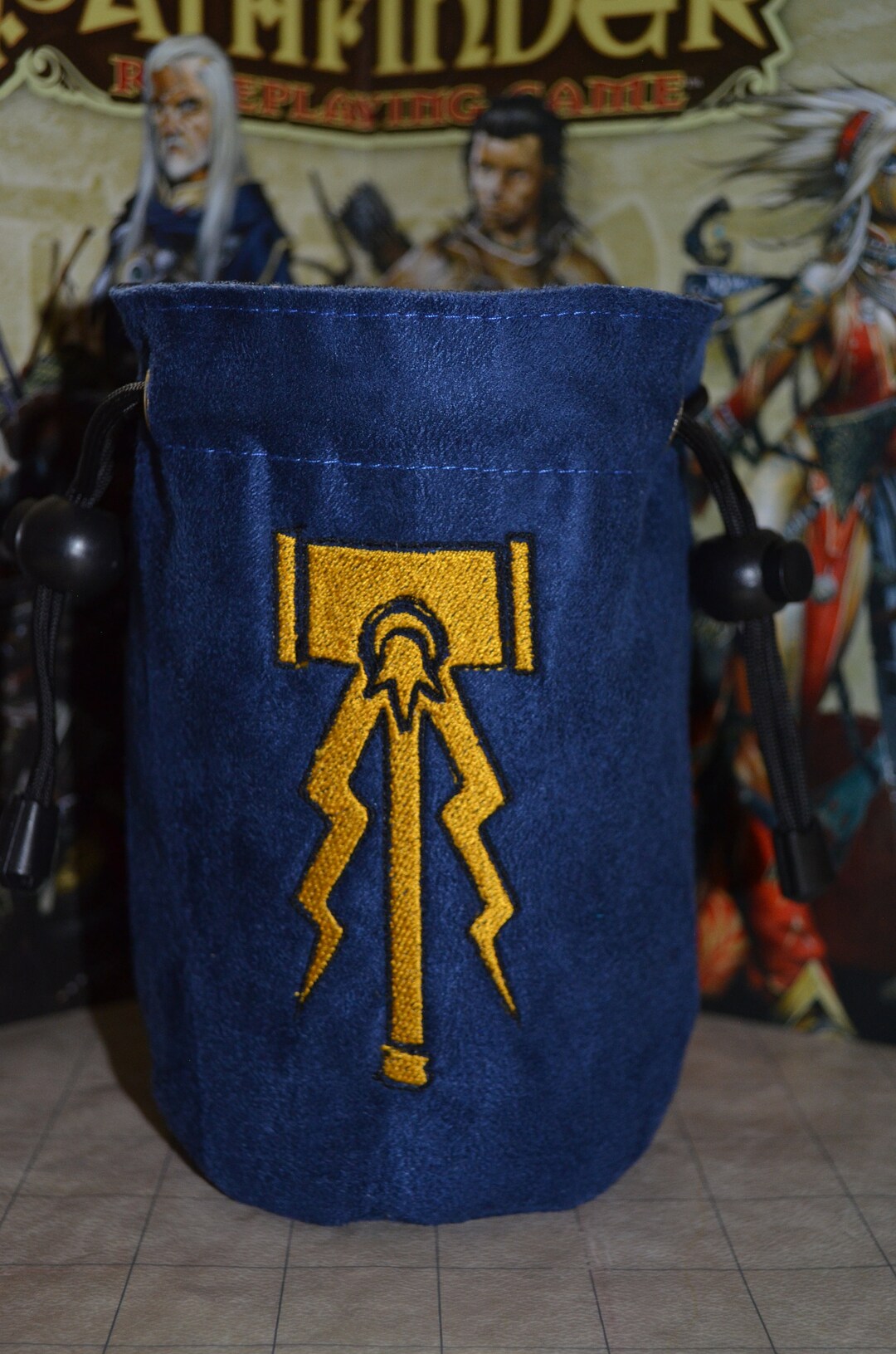 Dice Bag Stormcast Hammer Army Embroidered Navy Blue Suede - Etsy