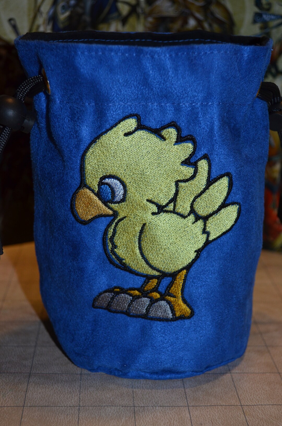 Handmade Royal Blue Suede Dice Bag: Chibi Chocobo Embroidery - Etsy