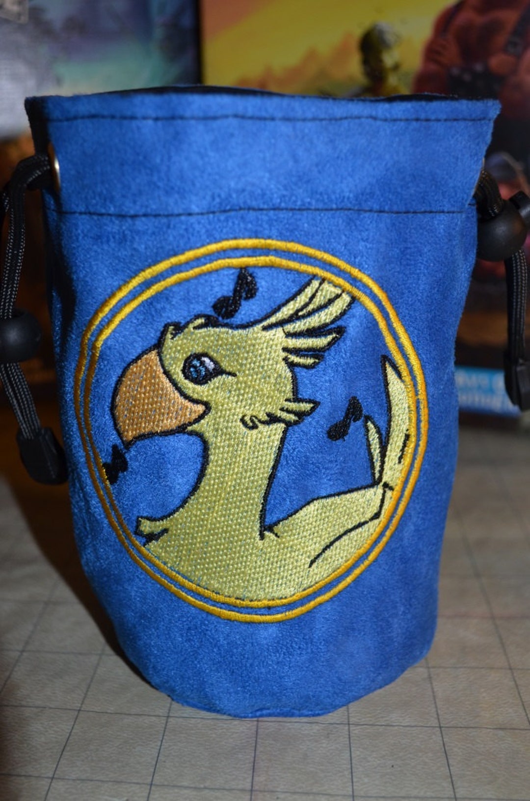 Handmade Suede Dice Bag – Chocobo Embroidery, D&D D20 TTRPG Accessory ...