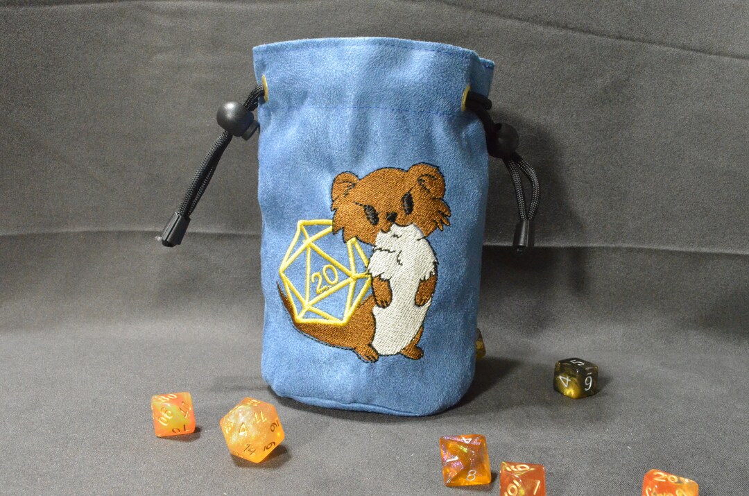 Dice Bag Ferret / Weasel Embroidered Denim Suede - Etsy