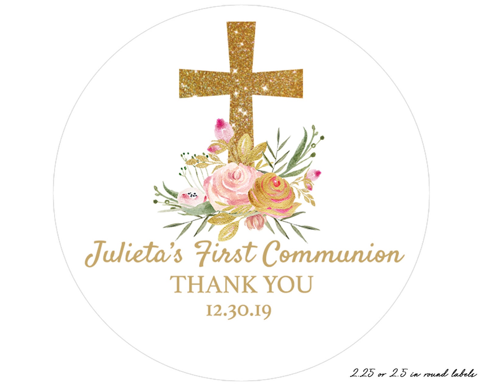 Christening Labels 12ct Baptism Sticker Labels Glitter Cross ...