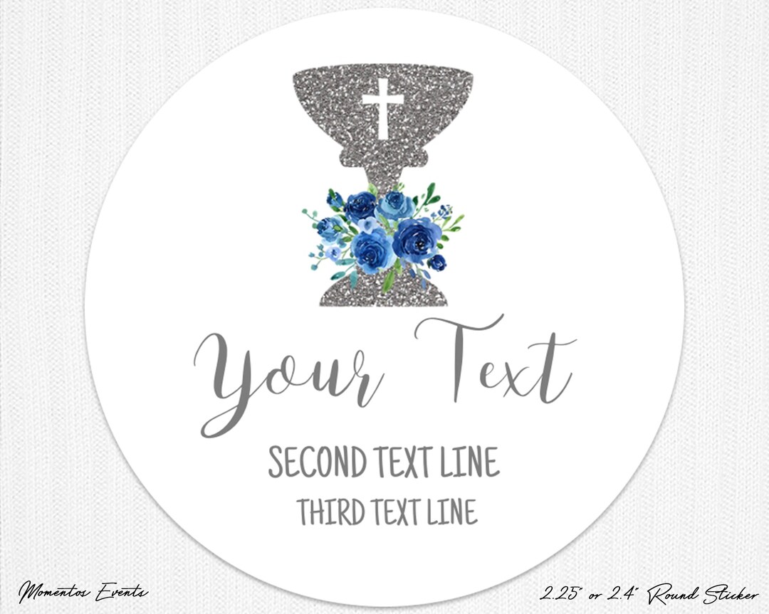 Christening Labels 12ct Baptism Sticker Labels Floral Cross ...