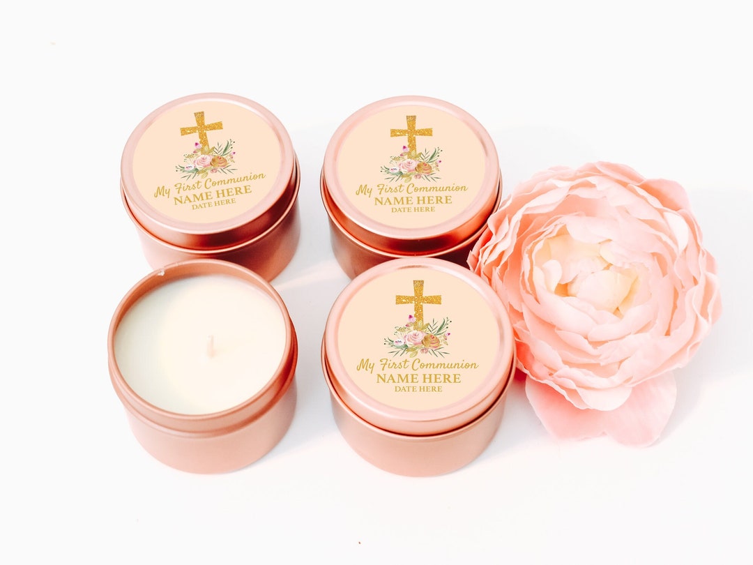 First Communion - Baptism Sticker Labels - Glitter Cross Personalized ...