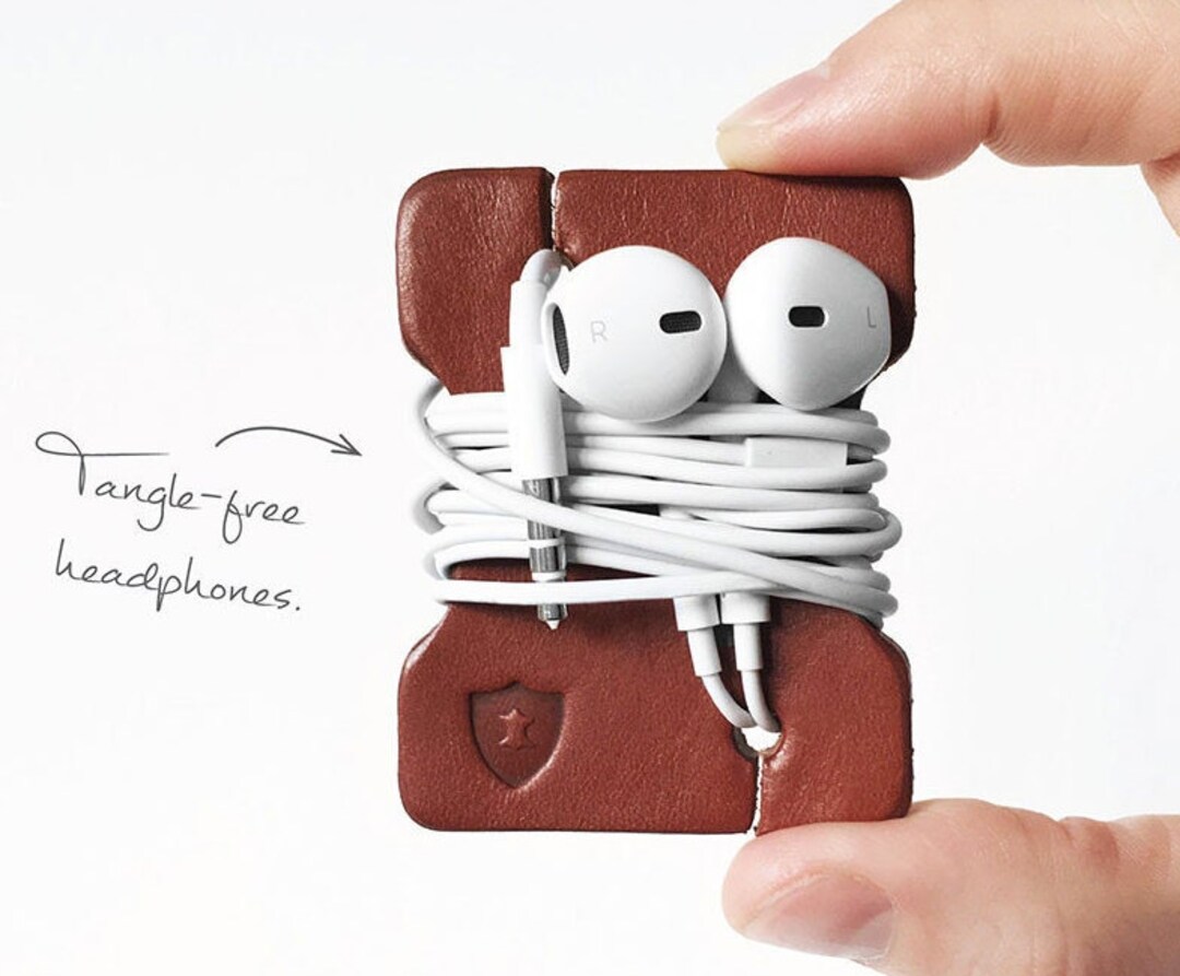Personalised Leather Headphone Tidy Wrap Organiser Made in - Etsy UK