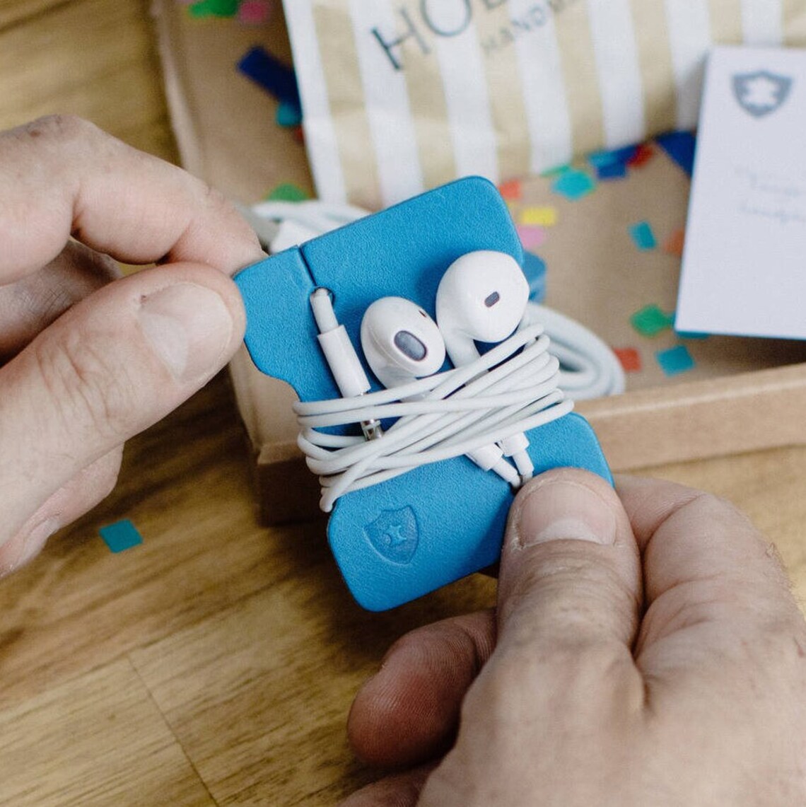 Personalised Leather Headphone Tidy Wrap Made in England - Etsy