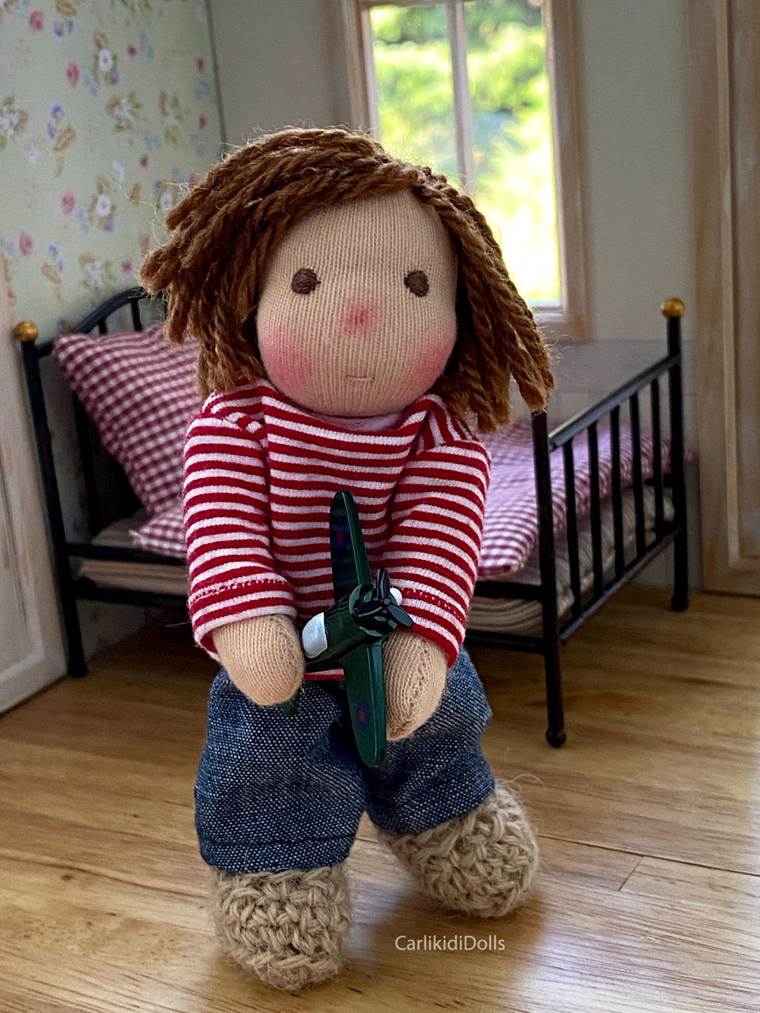 Handmade Waldorf Boy Doll, Miniature Cloth Doll, Fits Maileg Mouse ...