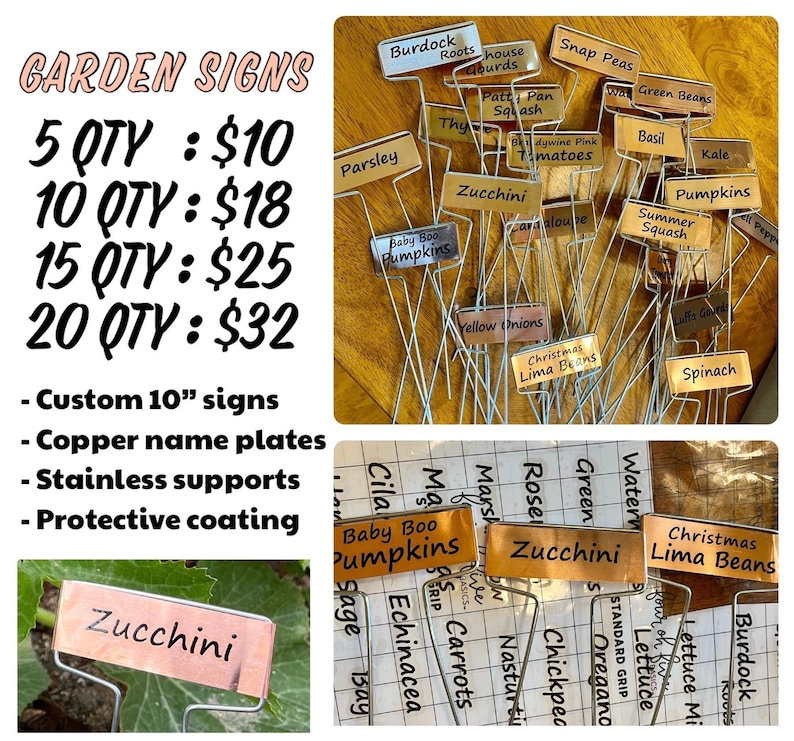 Copper Garden Markers - Custom Plant Tags for Plant ID and Potting ...