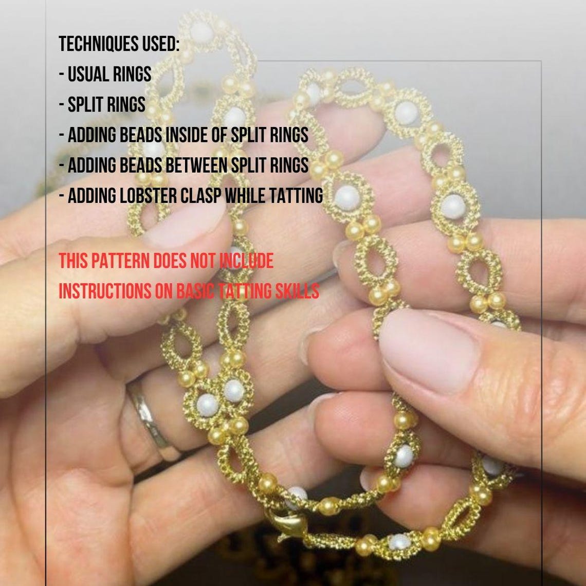 Split Ring Chain With Beads Tatting Shuttle VIDEO Tutorial, Pattern ...