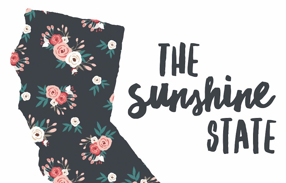 Printable California the Sunshine State Print - Calligraphy Floral ...