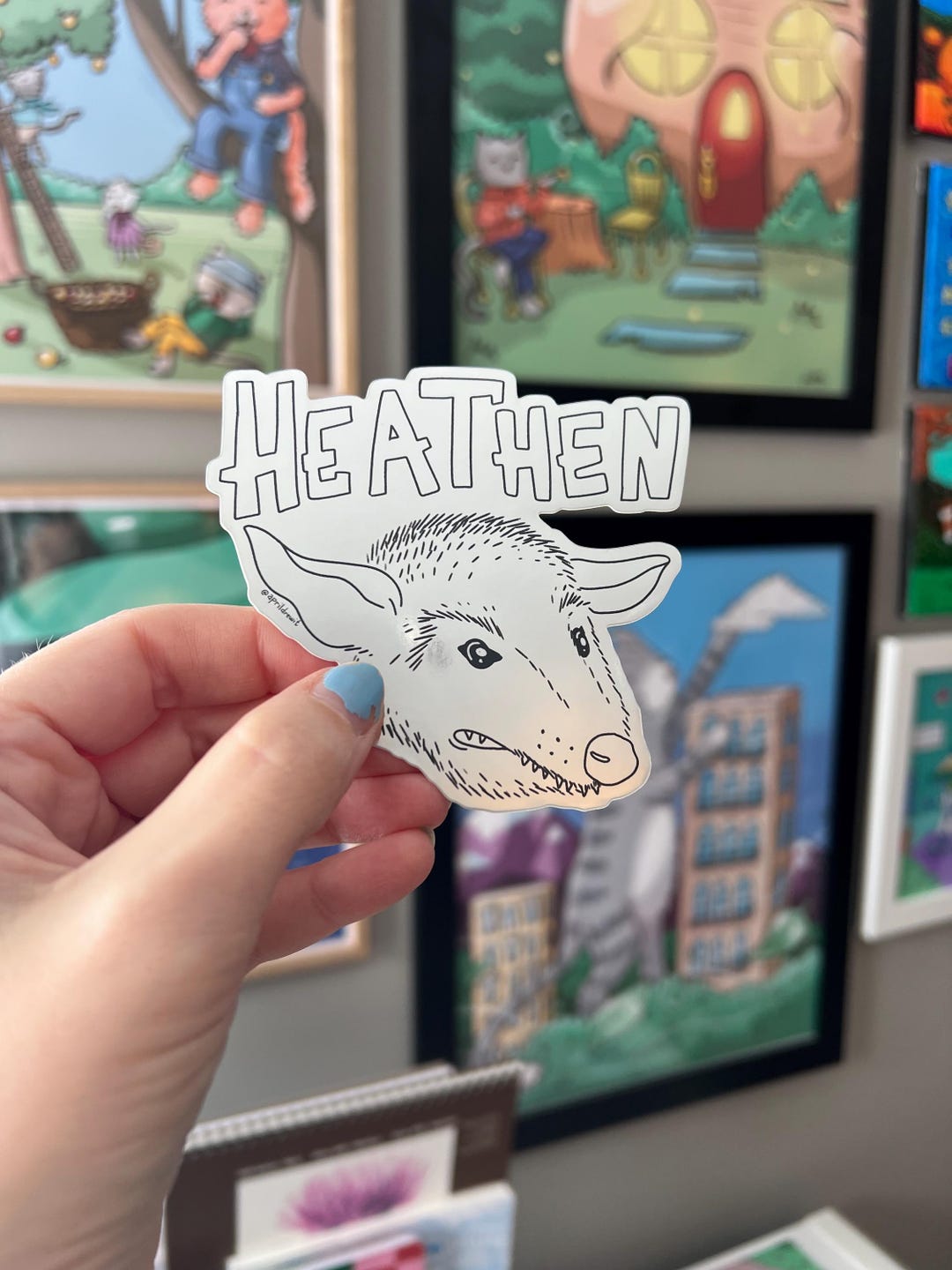 Heathen Sticker | Possum Sticker | Opossum Gifts | Waterbottle Sticker ...