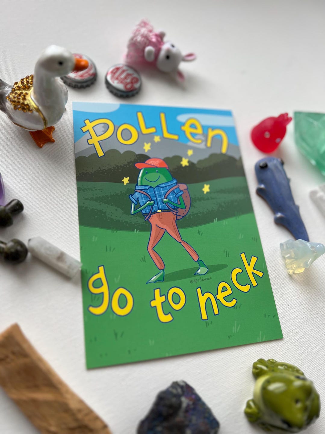 Pollen Go to Heck Postcard - Funny Get Well Card - Hiking Allergy Humor ...