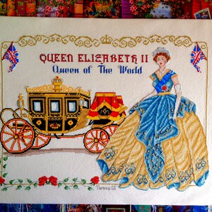 Queen of the World Queen Elizabeth II Her Majesty Counted Cross Stitch ...