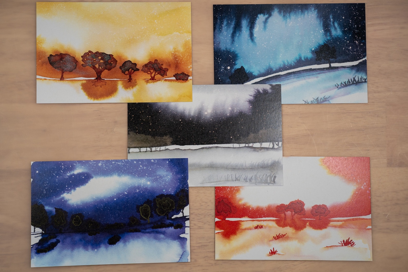 5 Ink Chromatography Postcards - Etsy