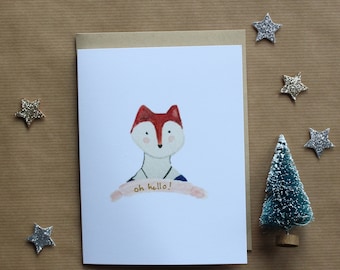 Set of 4 Watercolor Lady Cards Rabbit Badger Bear and Fox | Etsy