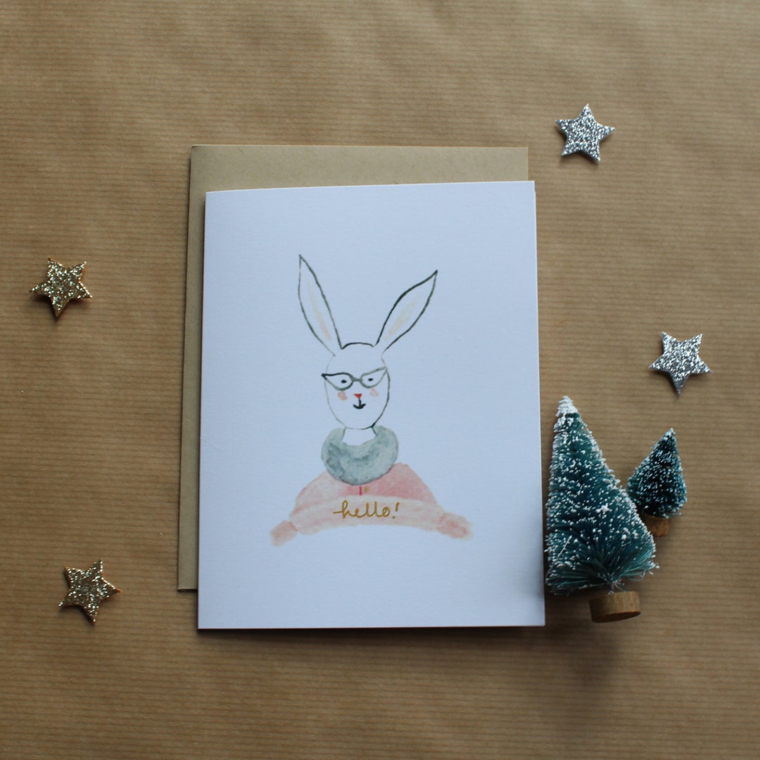 Set of 4 Watercolor Lady Cards - Rabbit, Badger, Bear and Fox - Etsy