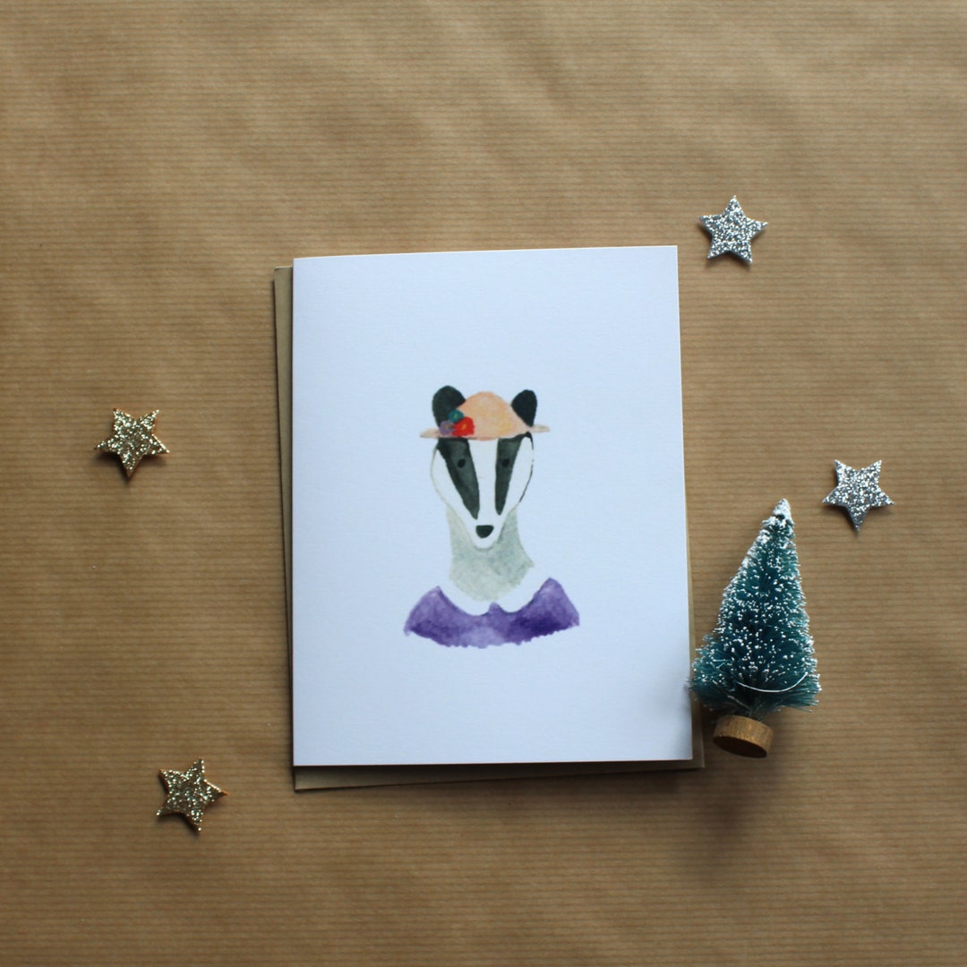 Watercolor Lady Badger Card - Etsy