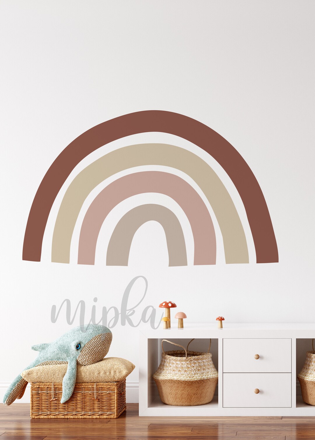 Large Brown Earth Tones Rainbow Decal - Scandinavian Rainbow Mural ...
