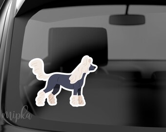 Chinese Crested Dog on Board Car Window Sticker Sign Cute Gift Idea Art ...