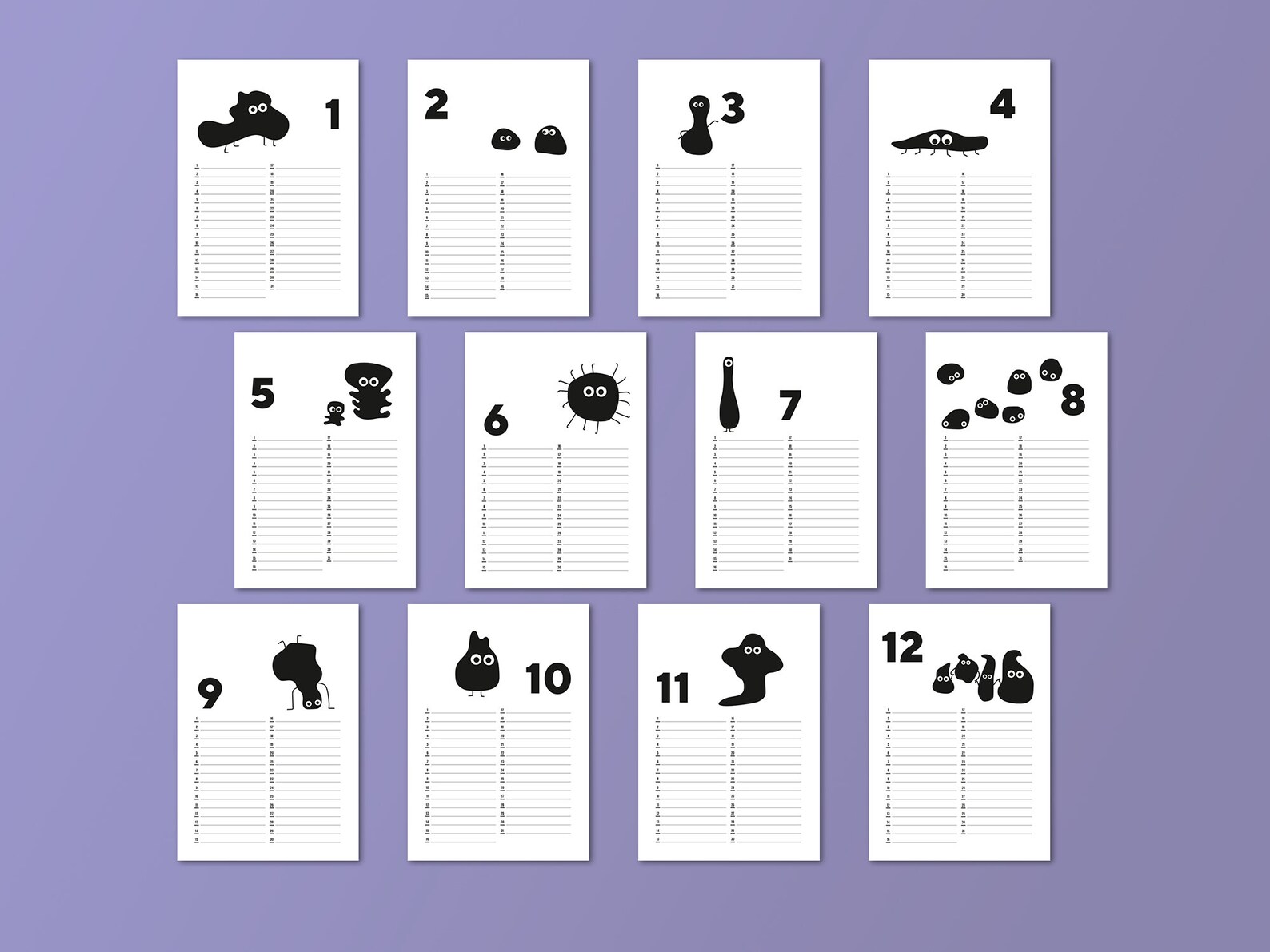 Printable Download A4 – Calendar Blobs – Design - Etsy