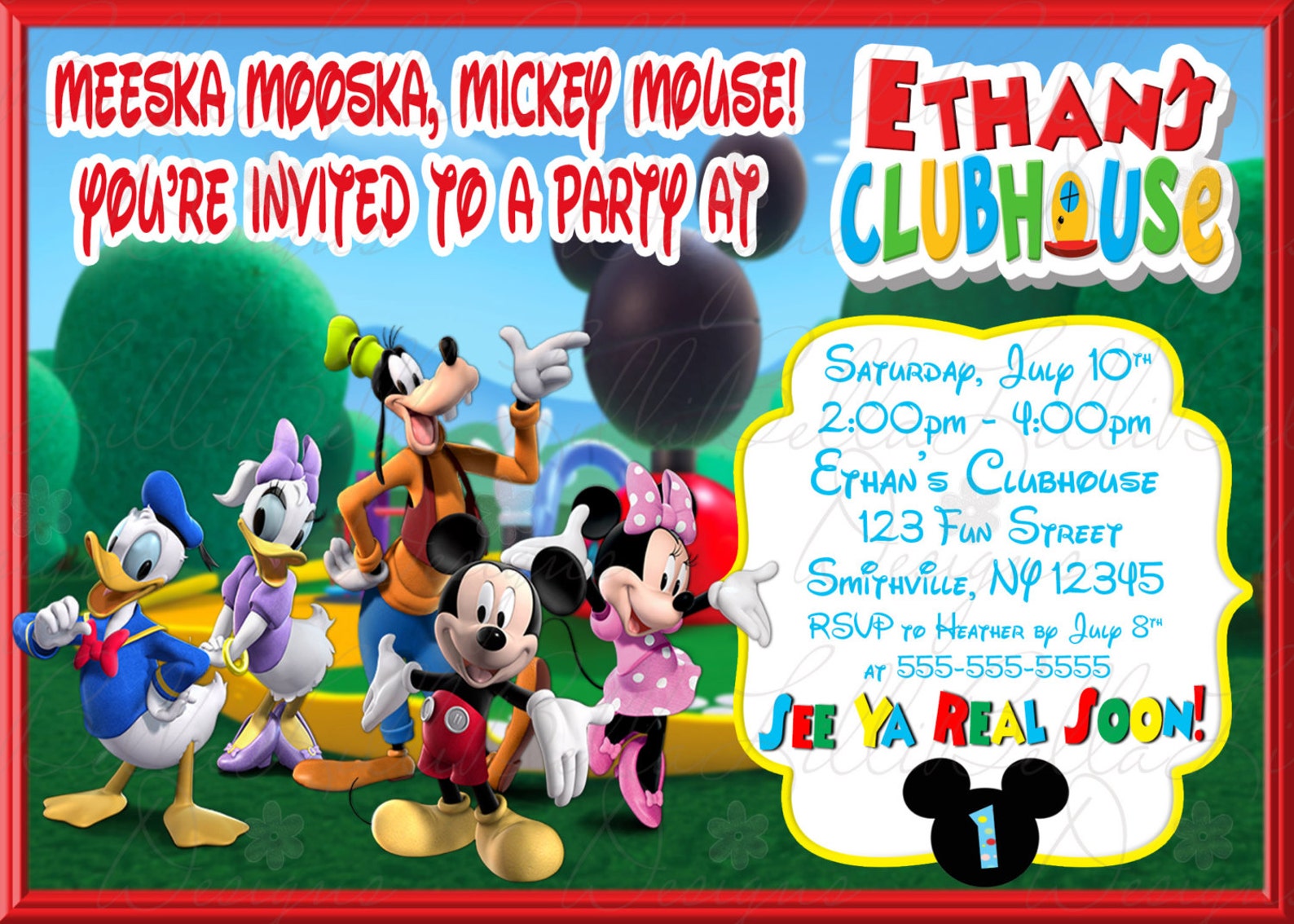 Printable Mickey Mouse Clubhouse Birthday Invitation Choo - Etsy