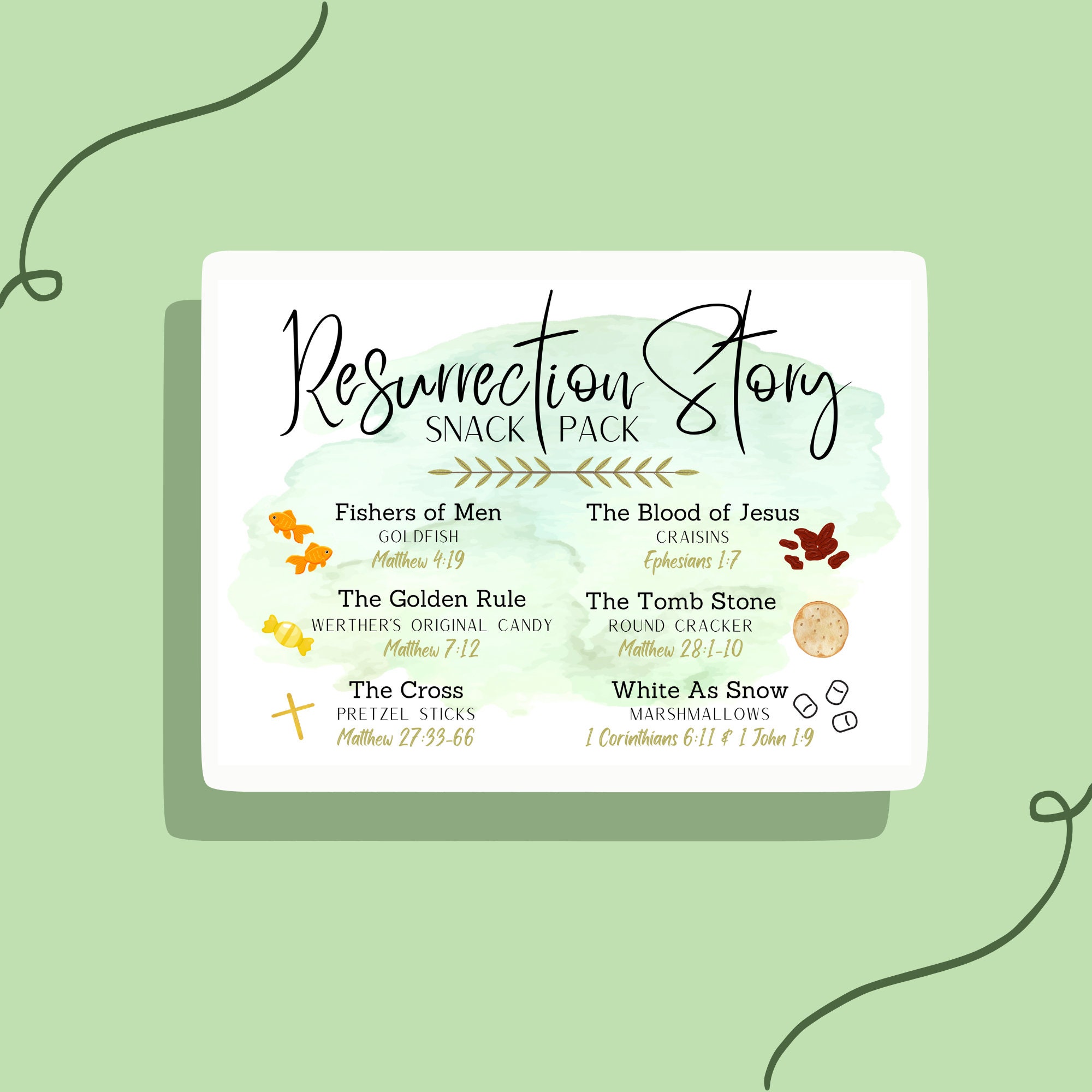 Resurrection Story Snack Tags Printable Sunday School Resurrection ...