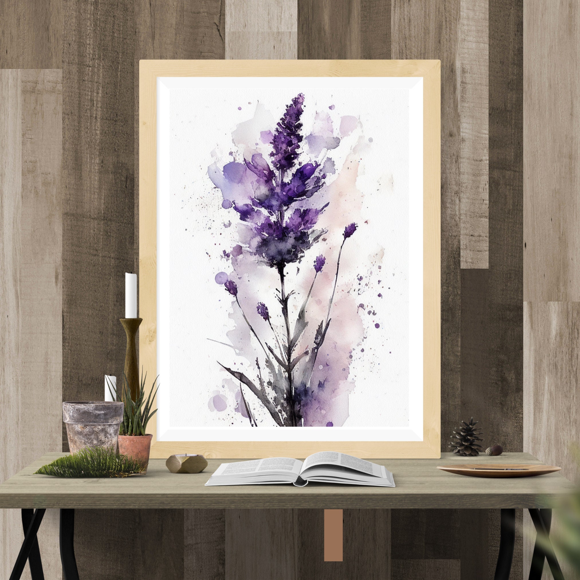 Watercolor Wall Art Lavender Wall Art Canvas Lavender With Bees Wall ...
