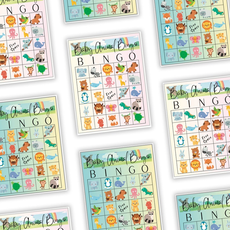 Baby Animal Bingo Game Printable Preschool Animal Bingo School Party ...