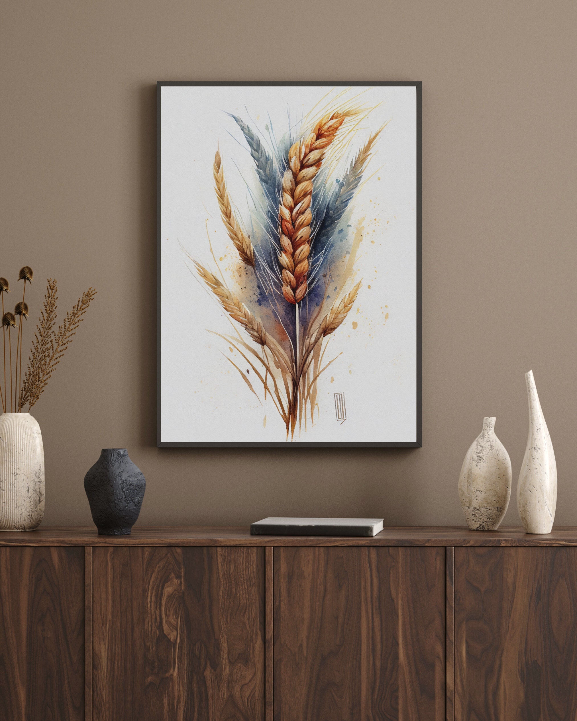 Canvas Wheat Painting Wheat Field Wall Art Neutral Wall Art for Living ...