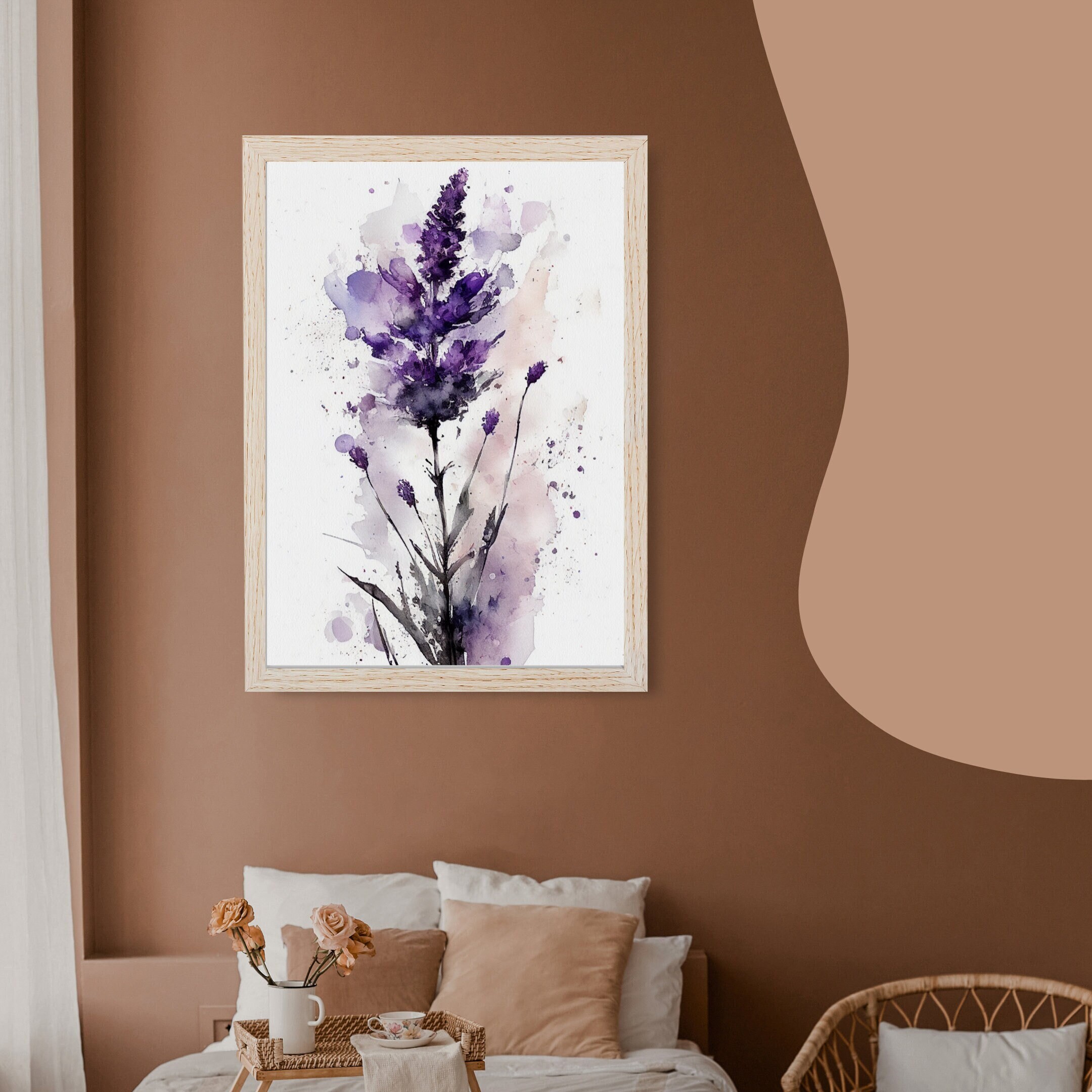 Watercolor Wall Art Lavender Wall Art Canvas Lavender With Bees Wall ...